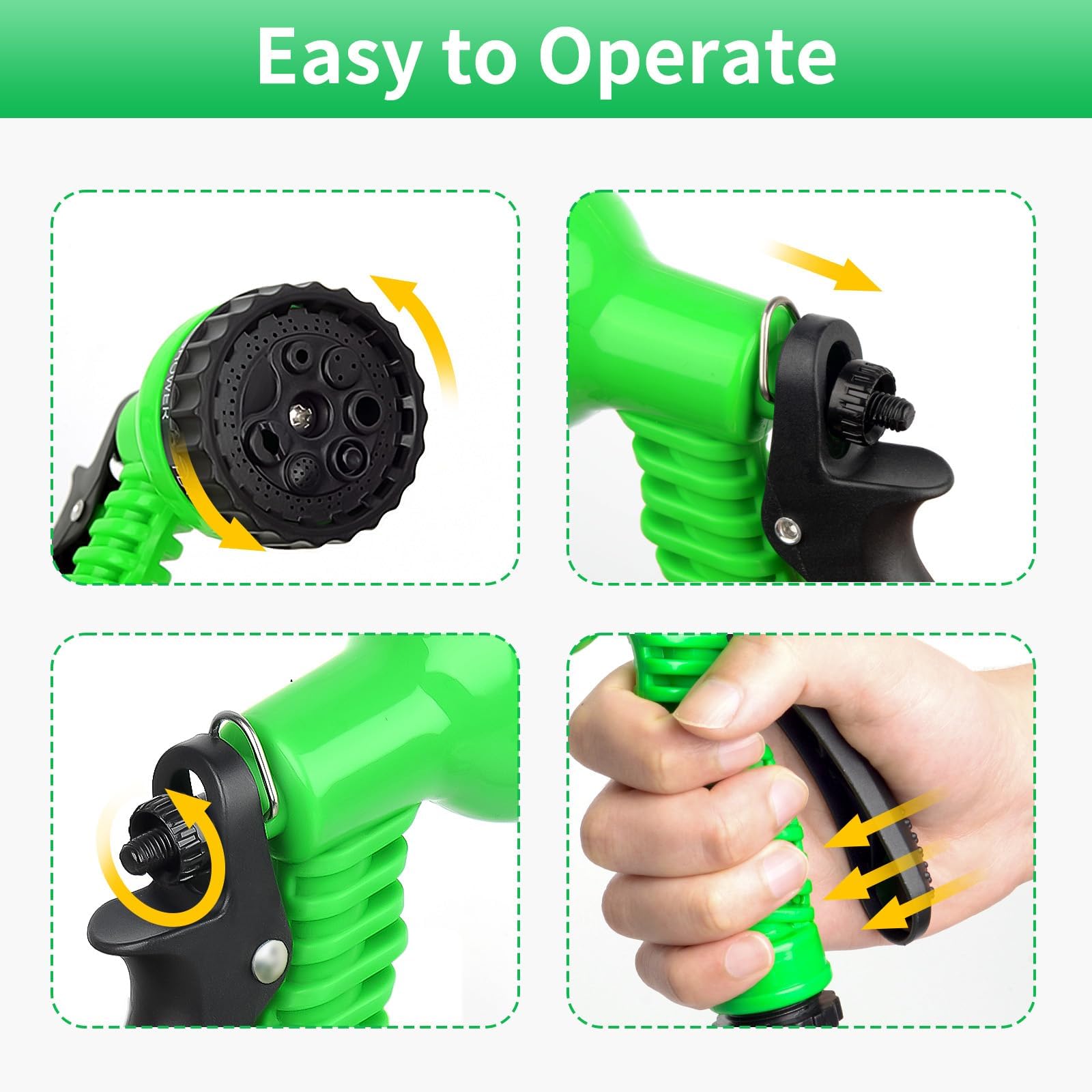 Garden Hose Expandable Water Pipe: 50FT Flexible Water Hose with 7 Function Spray Nozzle, Lightweight Retractable Hose for Garden Yard Cleaning