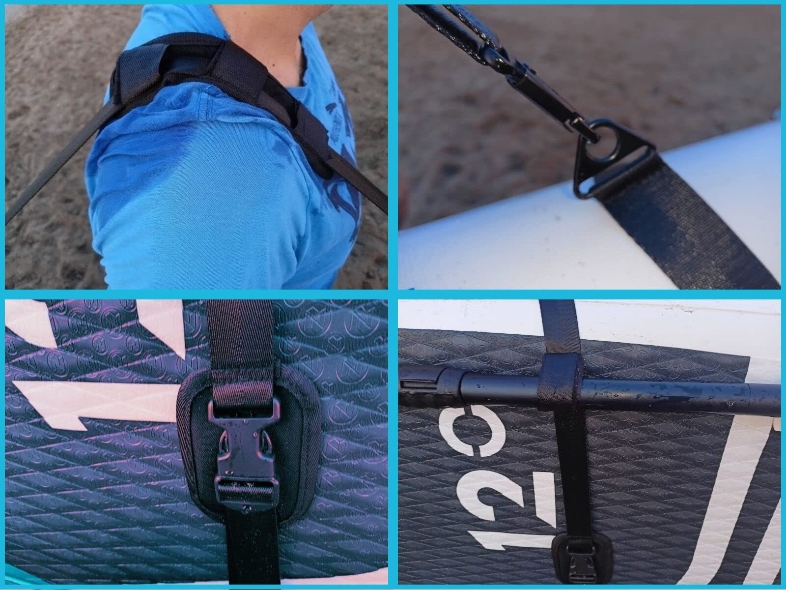 DEEALL Kayak Carry Strap Portable Stand up Surfboard Shoulder Strap Paddleboard Canoe SUP Carring Strap Adjustable Nylon Carry Belt