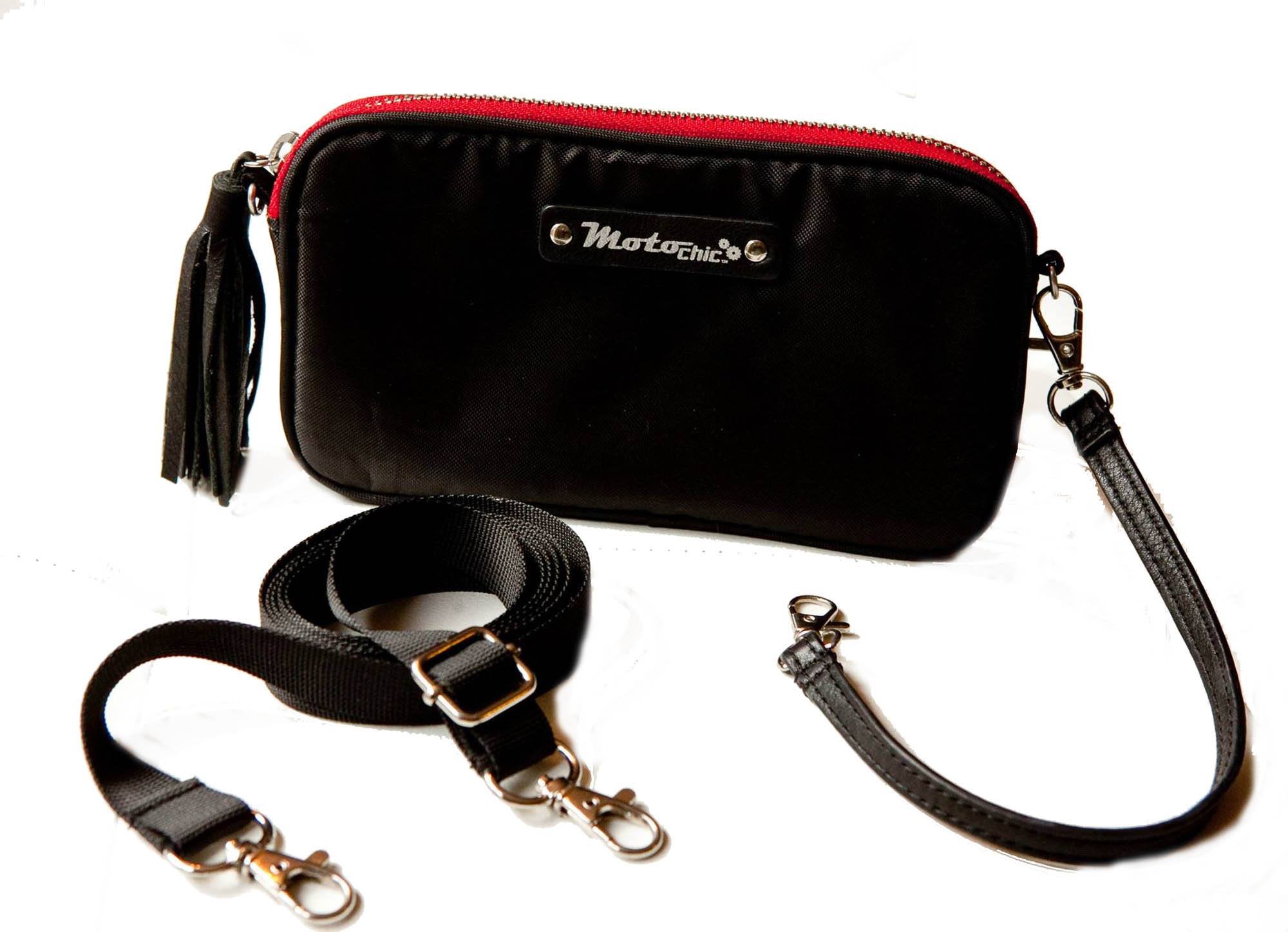 MotoChic Valerie Black Handbag Purse Clutch Crossbody Waist Bag with Adjustable Straps