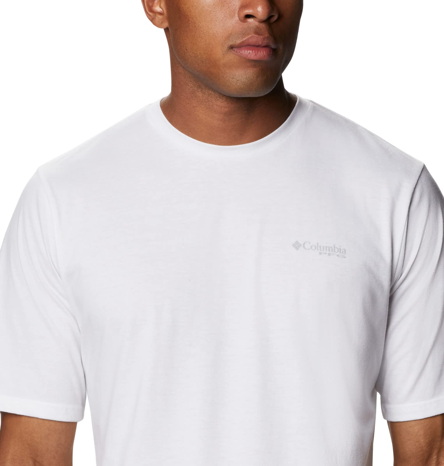 Columbia Men's PFG Carey Chen Graphic Short Sleeve, White/Sailfish, Large