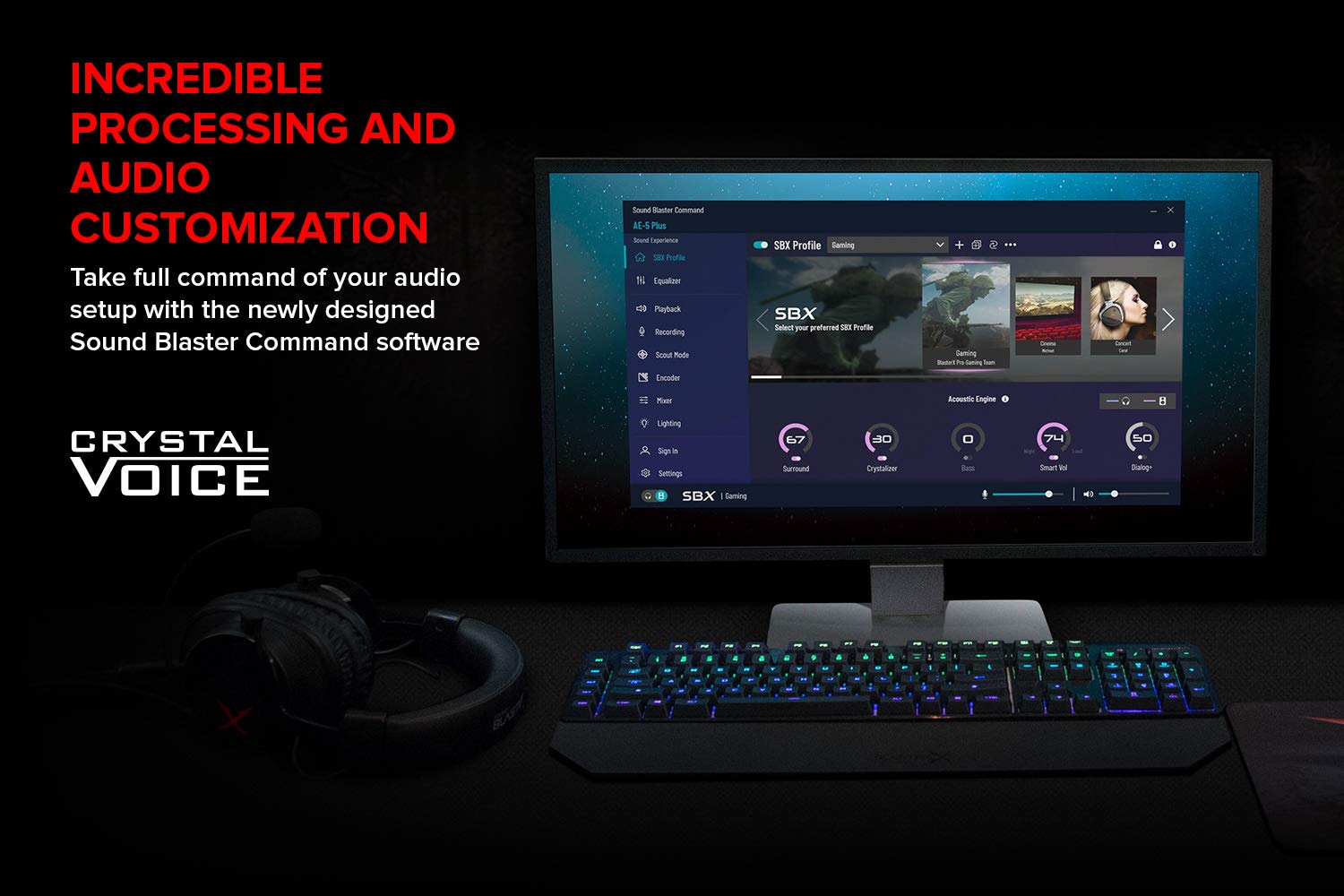 Creative Sound BlasterX AE-5 Plus SABRE32-class Hi-res 32-bit/384 kHz PCIe Gaming Sound Card and DAC with Dolby Digital and DTS, Xamp Discrete Headphone Bi-amp, Up to 122dB SNR, RGB Lighting System