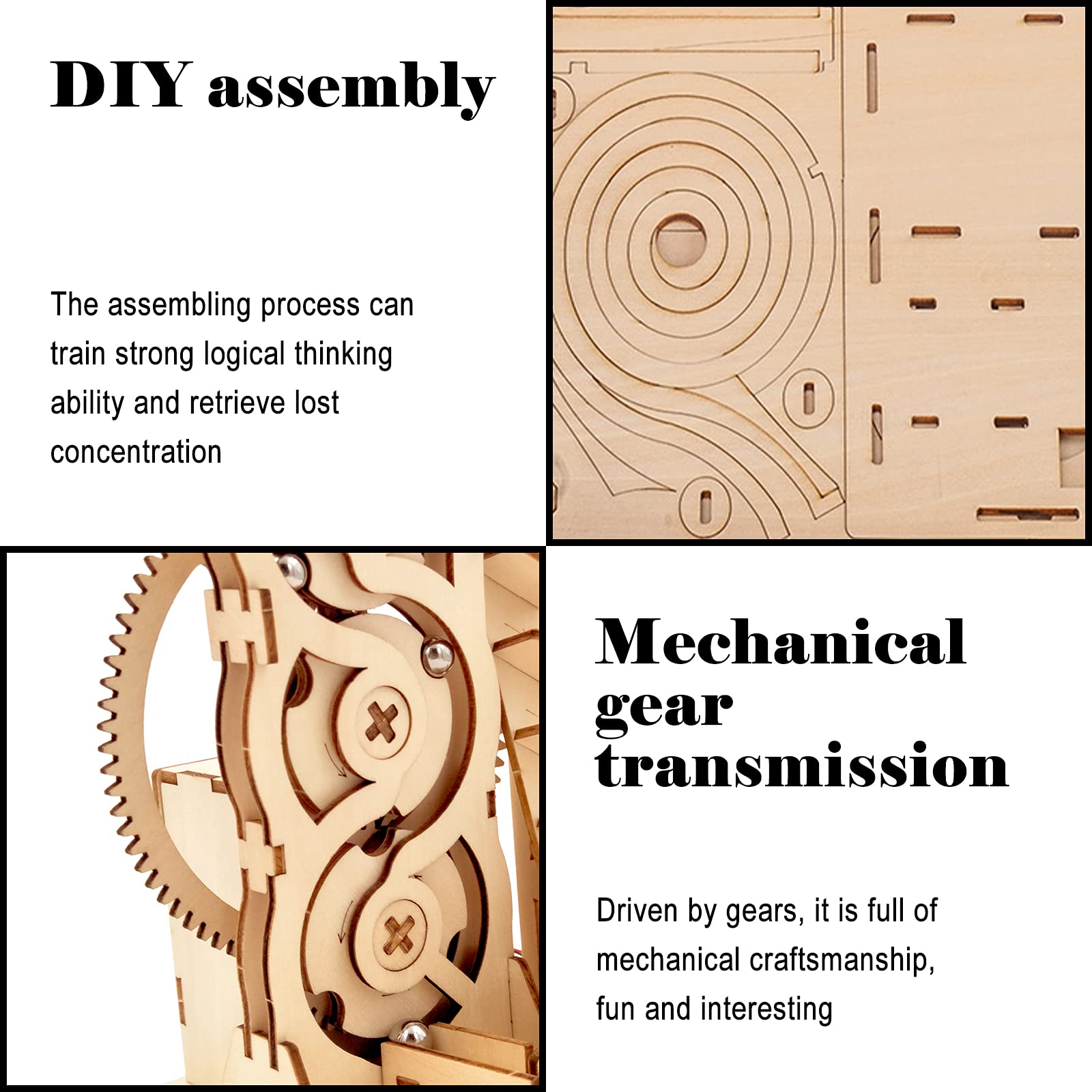 Solar 3D Wooden Puzzle Marble Run DIY Model Kit Craft Sets Educational Wood Mechanical Building Toys STEM Science Experiments Projects Birthday Gift for Adult Men Kids Age 8 10 12 14+