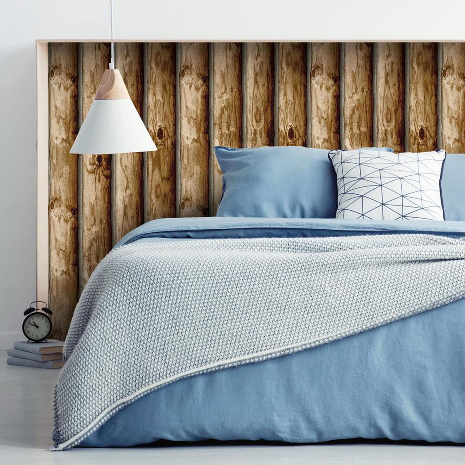 RoomMates RMK11308WP Brown Cabin Logs Peel and Stick Wallpaper