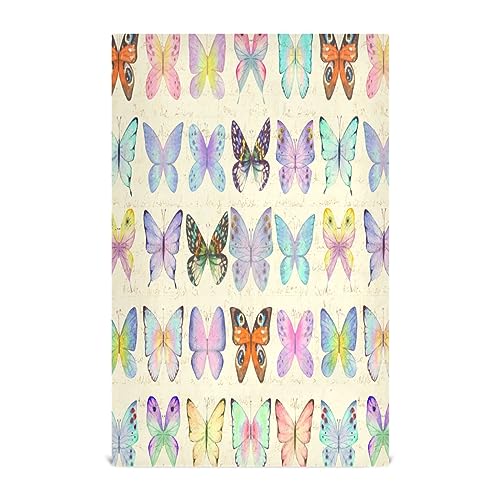 FUGIDOG Kitchen Dish Towels Set of 6, Butterfly Light Beige Ultra Soft Absorbent Kitchen Towels Tea Towels Hand Towels Quick Drying Reusable Cleaning Cloths, 18 x 28 inch