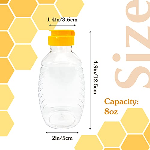 Qinsihwn 16 Pack 8oz Clear Plastic Honey Bottles,Squeeze Honey Container Refillable Food Grade Honey Jar with Leak Proof Flip-top Lid,Squeeze Honey Bottle for Storing and Dispensing