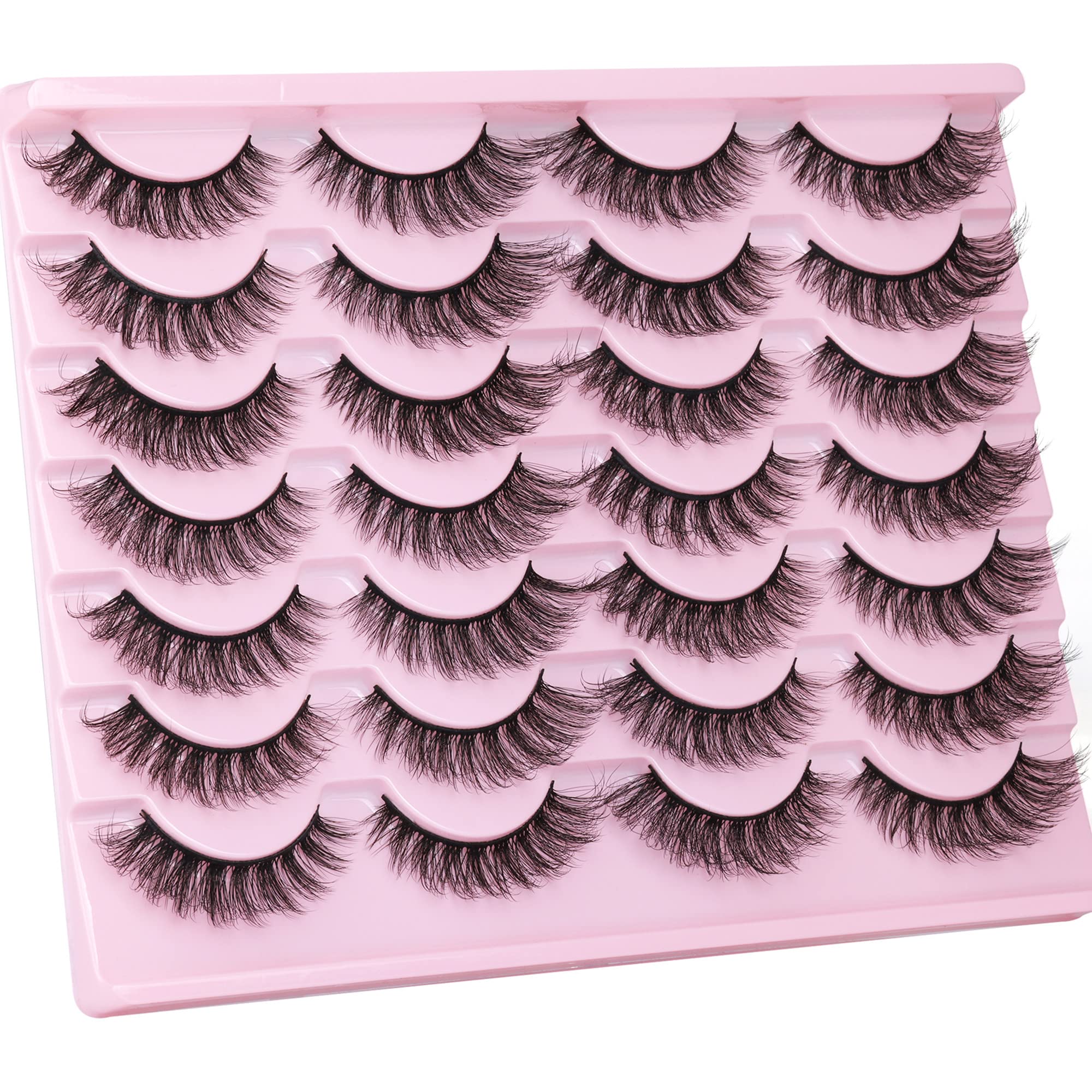 False Eyelashes Natural Look Cat Eye Wispy Lashes Pack 15MM 3D Faux Mink Lashes Fluffy Natural False Lashes 14 Pairs by Ruairie