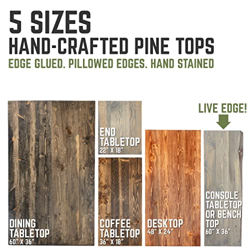 Restore by Pipe DÉCOR Solid Wood Desk or Dining Table Top, Reclaimed Ponderosa Pine in Boulder Black, 60 in. x 36 in. x 1.25 in