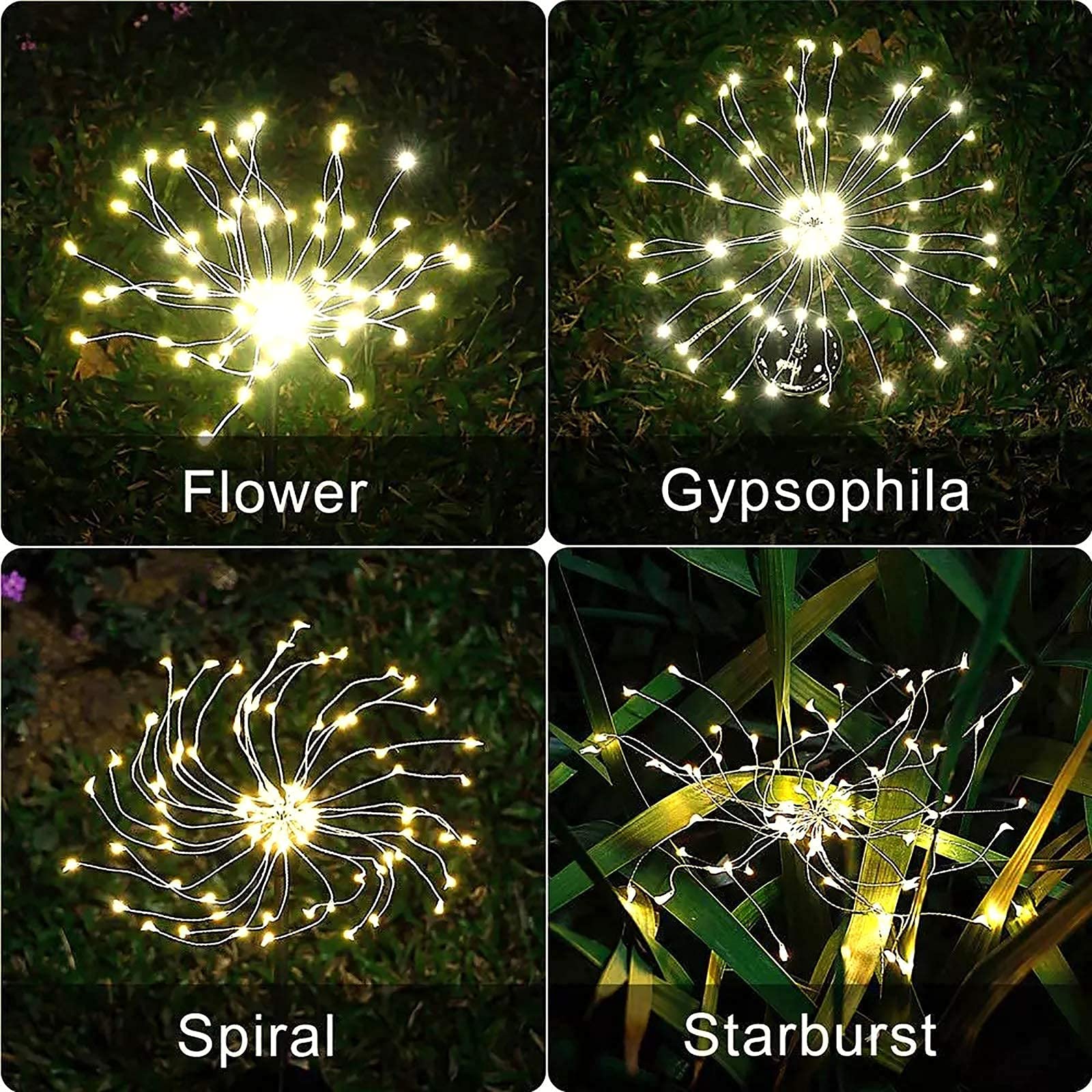 Solar Firework Lights 2 Packs Solar Garden Decorative Lights Outdoor 150 LED 2 Modes Firework String Light Waterproof Landscape Fairy Lights for Yard Lawn Pathway Christmas Party Decor (Warm White)