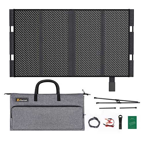 Foursun 100W Portable Solar Panel, Foldable Shingle Solar Panel for Power Station, 18V Solar Battery Charger,IP67 Waterproof,Independent Support Rod, for Solar Generator, Power Bank, 12V Car Battery