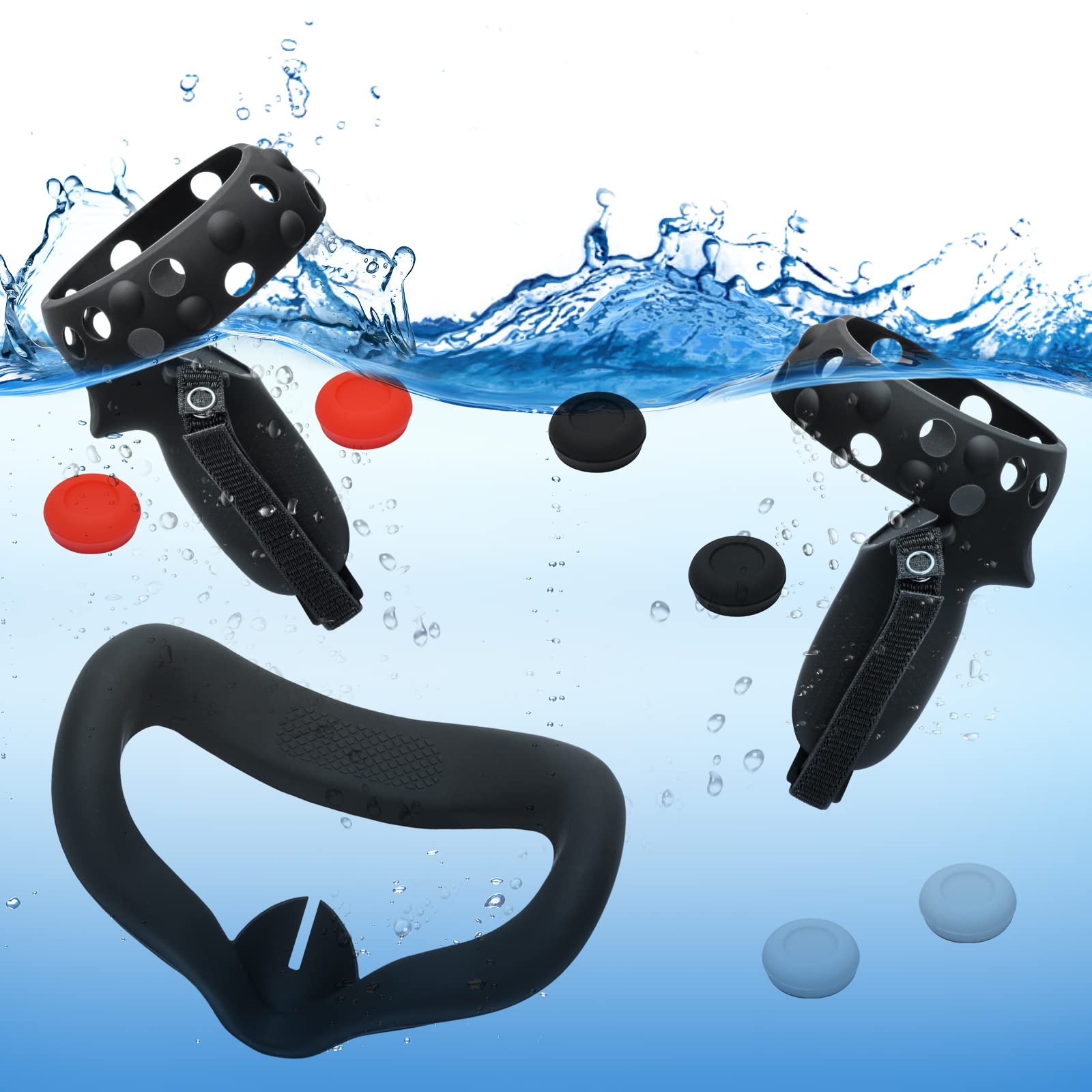 Controller Grips Cover with Face Cover for Meta Oculus Quest 2,Accessories for Oculus Quest 2, VR Silicone Face Cover with Lens Protective Cover, Protect Your VR in All Aspects
