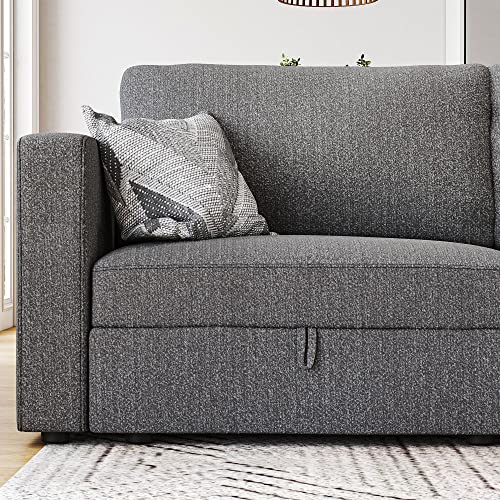 HONBAY 149'' Modular Sectional Sofa U Shaped Modular Couch with Storage Seats 7 Pieces Modular Sofa Deep Seat Modular Sectional Couch with Wide Chaise, Light Grey