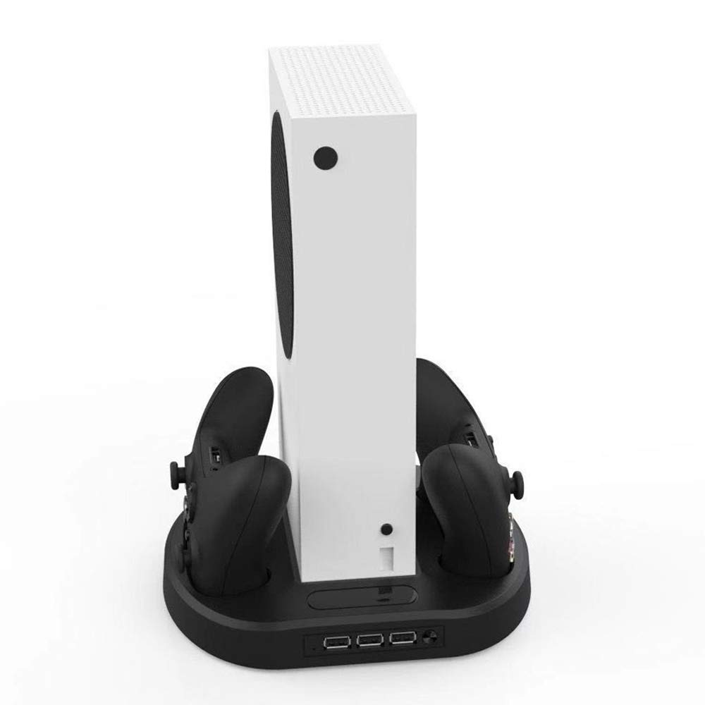 Cooling Vertical Stand for Xbox Series S Console with 2 Fans, 2 Charging Station with 3 USB Ports, 2 Pack Rechargeable Batteries for Microsoft Xbox Series S and Controller (Black Black)