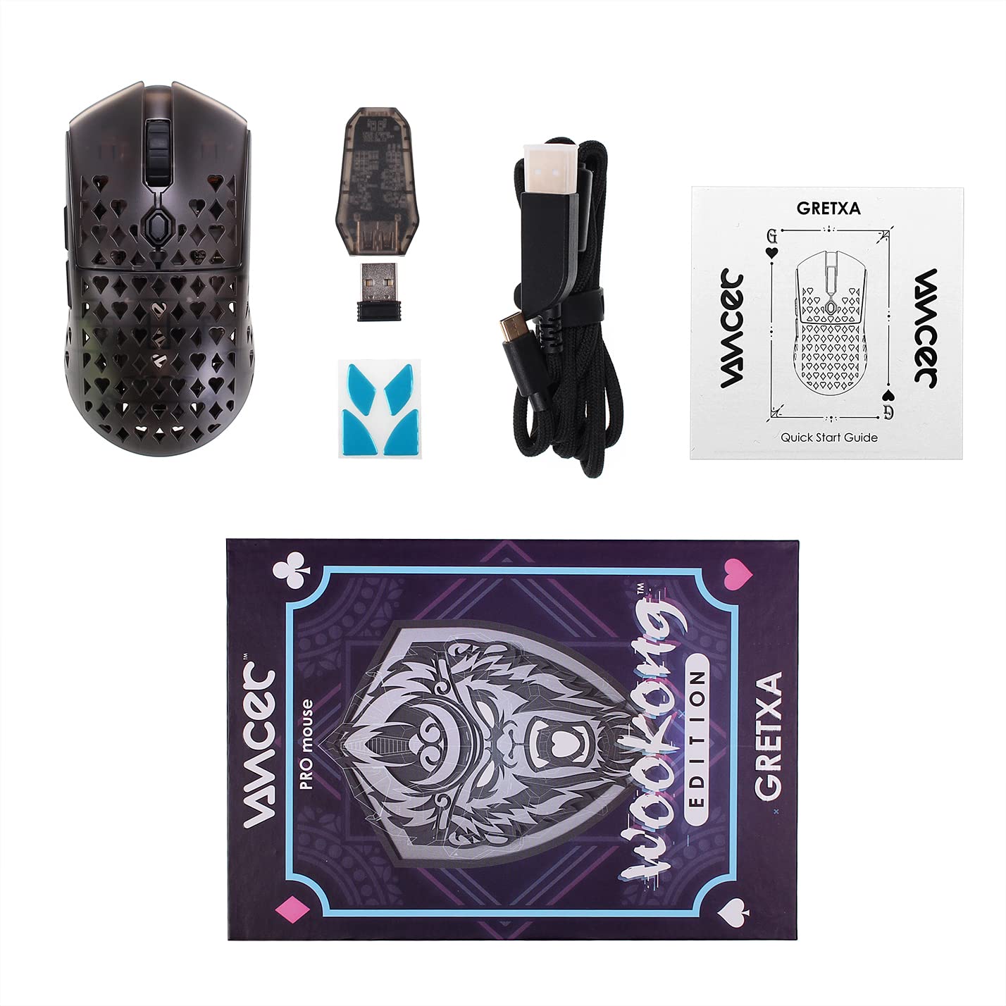 Vancer Gretxa Wireless Ultralight Gaming Mouse Wookong Edition - 3370 Sensor - PTFE - 19000 DPI - 69g (Translucent Black)