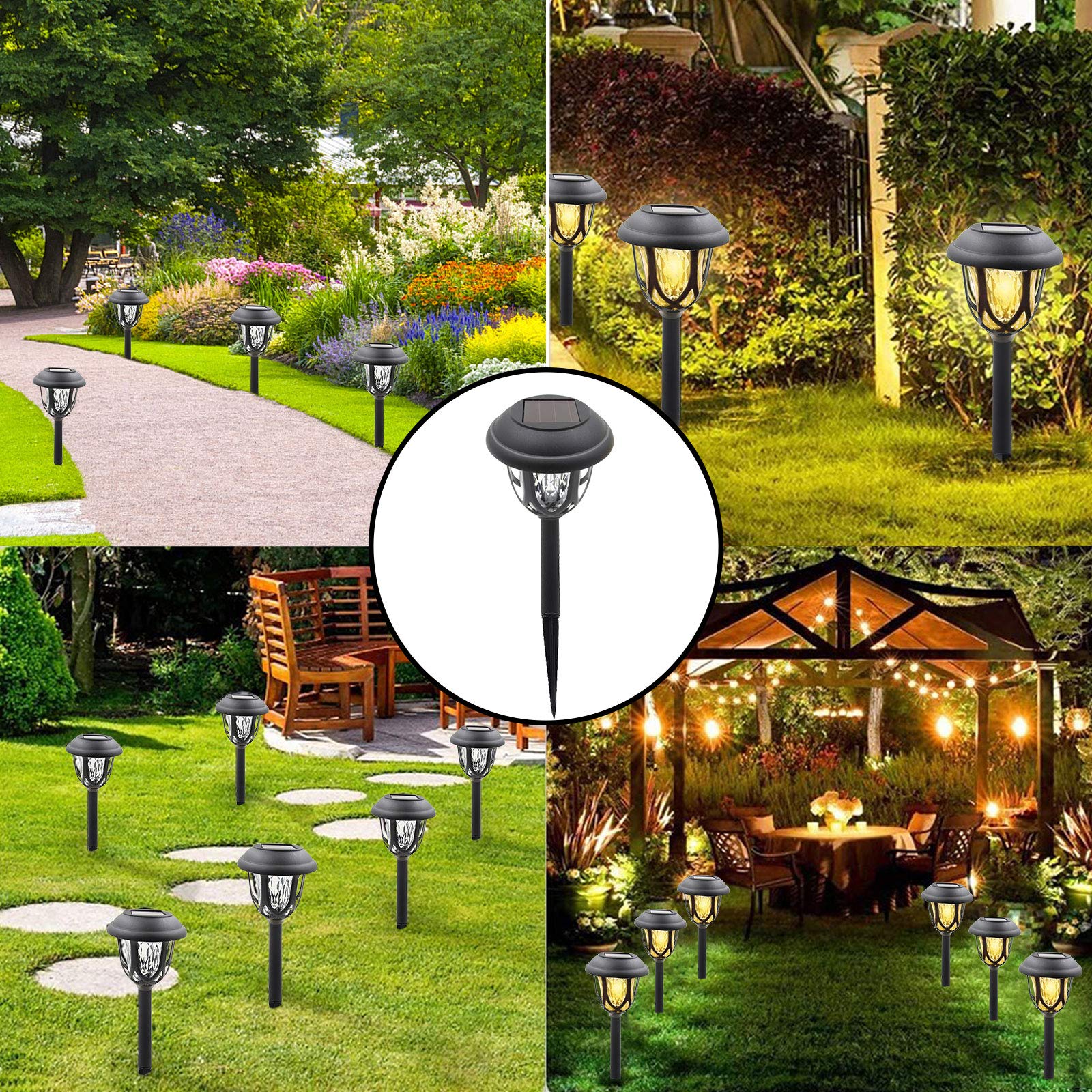 Solar Lights Outdoor Garden, Warm White LED Solar Pathway Lights, Waterproof Solar Powered Garden Yard Lights Solar Landscape Lights for Lawn, Patio, Garden, Walkway(6 Pack)