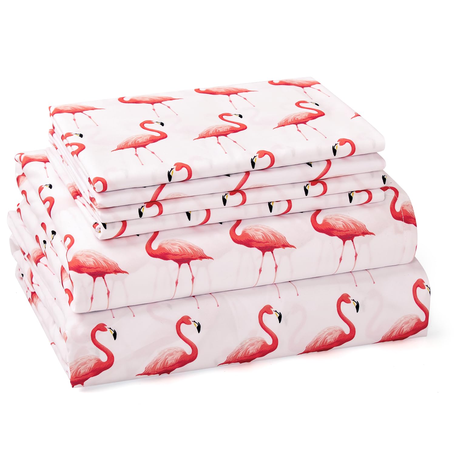 BYSURE Cabin Printed Christmas Pattern Bed Sheets 6 Pieces Set (King Size, Winter Cabin), Microfiber 15 inch Deep Pocket Bedding, Christmas Decoration Indoor