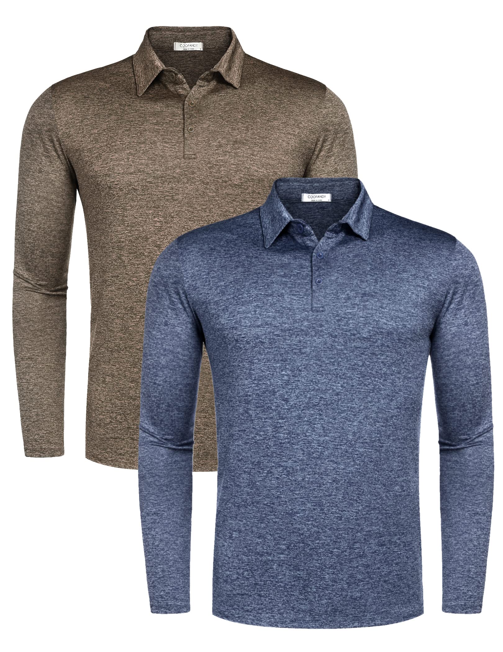COOFANDY Men's Polo Shirt Quick Dry Long Sleeve Golf Polo Shirts Jersey Golf Shirt