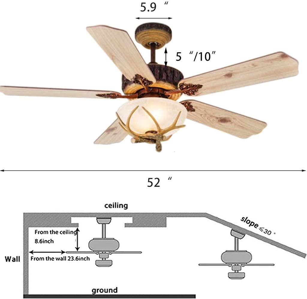 D52inch Antler Chandeliers Fan Light Rustic Ceiling Fan Fandelier Ceiling Fan Chandelier Ceiling Fan cieling fan With remote control flush mount ceiling fan