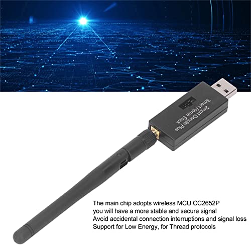 Emoshayoga WiFi Dongle, ESD Protection WiFi Antenna Stable Bluetooth 5.0 Safe Signal Scratch Resistance Wireless for Home(CC2652P with Programming Line)