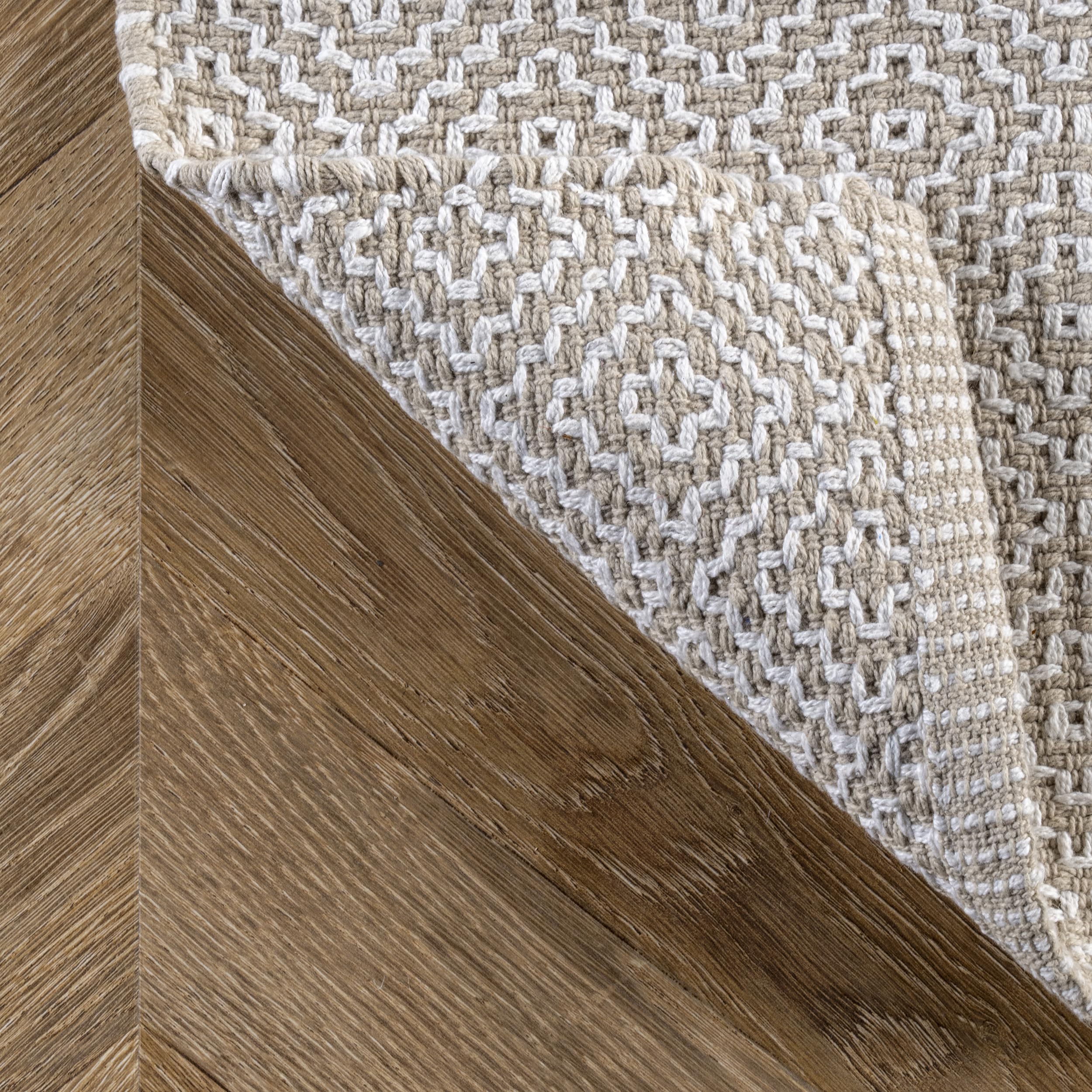 nuLOOM Lorretta Geometric Cotton Runner Rug, 2' 6" x 6', Taupe, Rectangular, 0.2" Thick