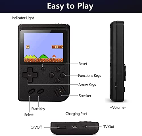 Retro Handheld Game Console with 500 Classic FC Games, Portable Retro Video Game Console, 3-inch LCD Screen and Add-on Controller, Handheld Game Console Supports Connection to TV and Two Players