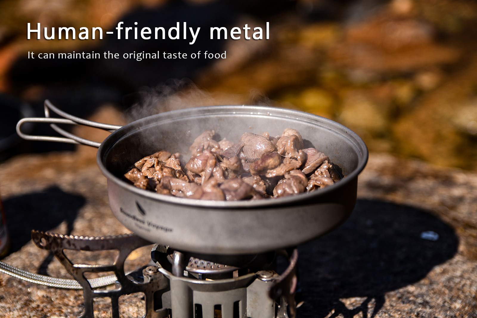Boundless Voyage Titanium 2-Piece Pot and Pan Set 1000ml+500ml Folding Handle for Outdoor Camping Cooking Hiking Backpacking Portable Tableware Cookware