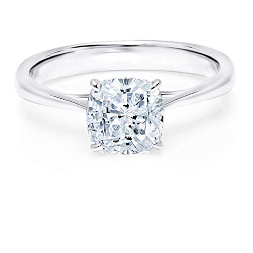 Dabangjewels 8mm Brilliant D/VVS1 Solitaire Cushion Cut 3.75 Ct White Diamond 14k White Gold Over .925 Sterling Silver Wedding Ring For Women