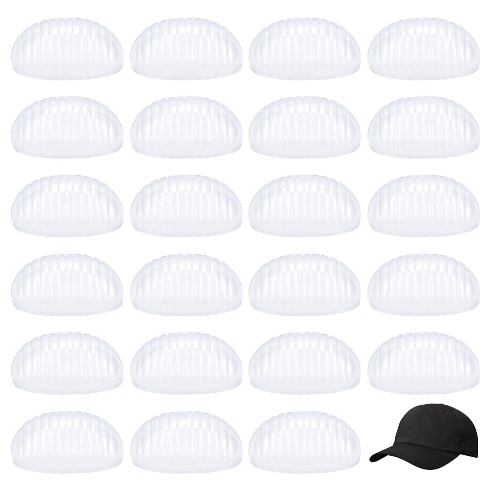 FINGERINSPIRE 24pcs Hat Support Pad Holder Clear Plastic Cap Insert Shaper Baseball Hat Support Holder Caps Inner Support Protector Half Hat Stay Hat Shaper for Baseball Cap Golf Hat Storage Supplies