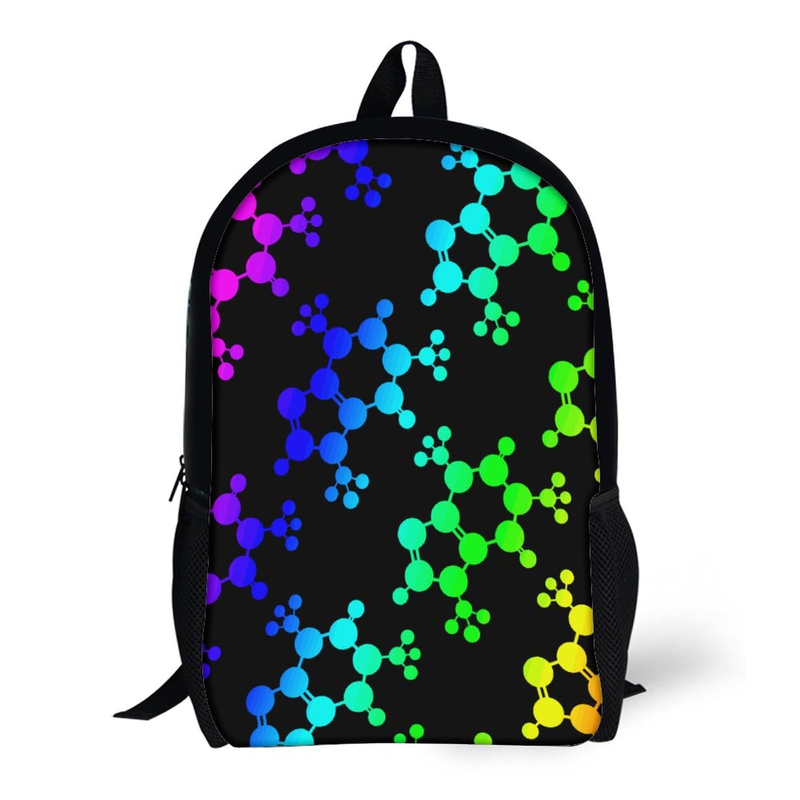 Caffeine Molecule Travel Backpack Casual 17 Inch Large Daypack Shoulder Bag with Adjustable Shoulder Straps