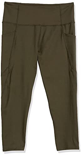 Core 10 Women's All Day Comfort High-Waist Side-Pocket Capri Yoga Legging, Olive, Small