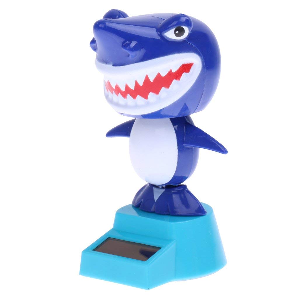 Solar Powered Bobble Toy Animated Solar Bobble Head Toys Desk Top Car Interior Decor Ornament - Shark