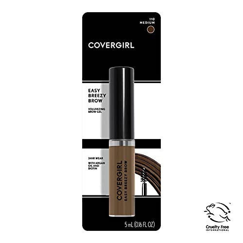 COVERGIRL - Easy Breezy Brow Volumizing Gel, Holds Brows for 24 Hours, Infused with Argan Oil & Biotin, 100% Cruelty-Free