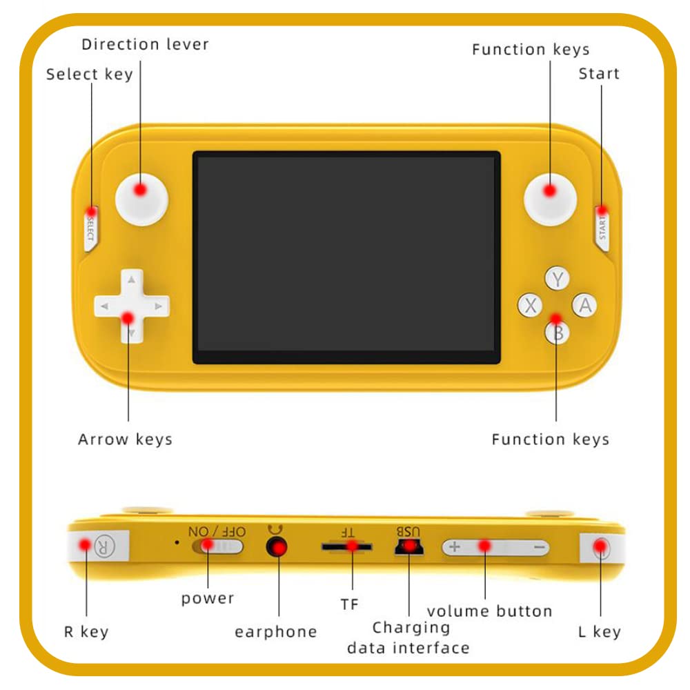Diketigeey Handheld Game Console 3.5inch Mini Retro Gaming Player 700 Classic Games Preinstalled IPS Screen Rechargeable Game Consoles Box for Kids Boys Children(Yellow) (Yellow)