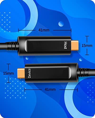 DWLCWY Fiber Optic USB C to USB C Cable(50ft),High Speed 10Gbps USB 3.2 Gen2 Active Optical Cable for VR, Webcam, Laptop,Camera,Projector etc