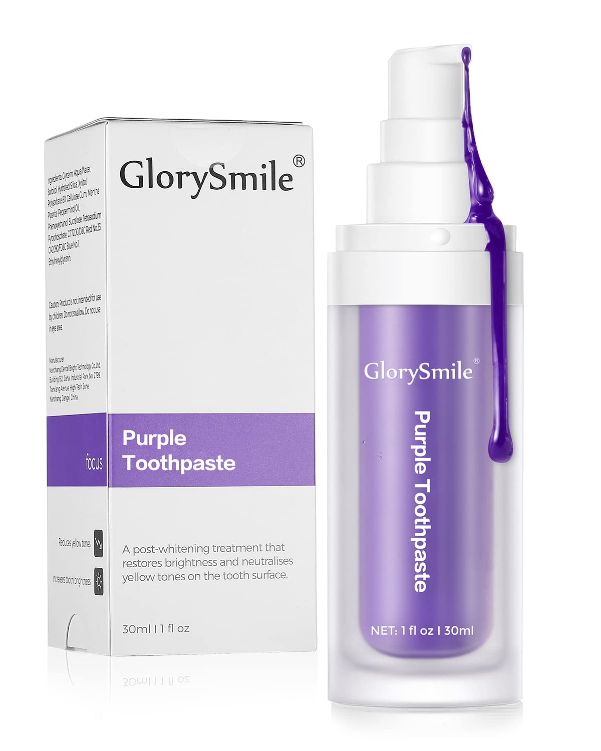 Dental Purple Toothpaste for Teeth Whitening, Tooth Stain Removal, Tooth Paint Booster for Brightness and Reduce Yellowing