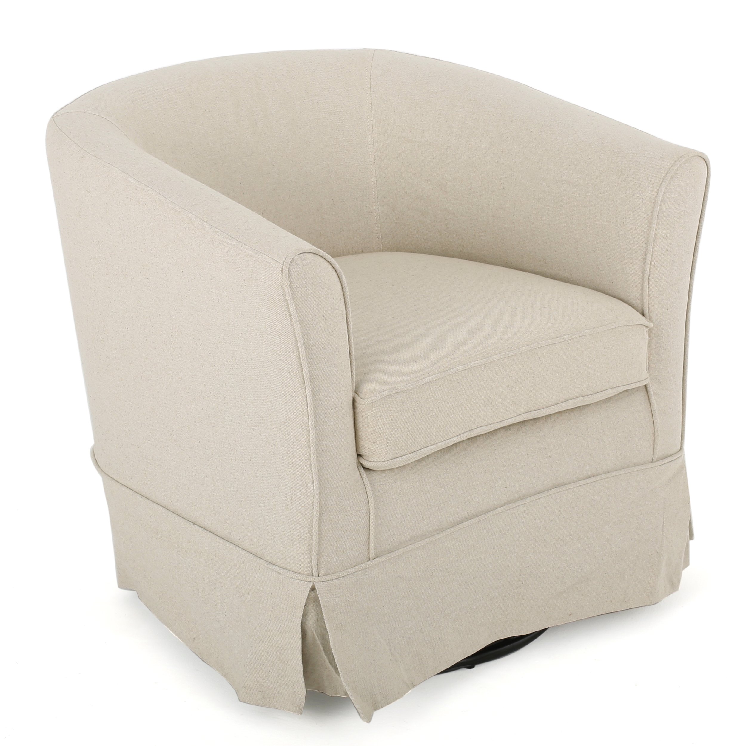 Christopher Knight Home Cecilia Swivel Chair with Loose Cover Rosella Fabric Ottoman
