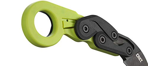 CRKT Provoke Zap Kinematic EDC Folding Pocket Knife: Morphing Karambit, Black Stonewash Stainless Steel Blade, Green Grivory Handle with Integrated Safety Lock, Low Profile Pocket Clip 4041G