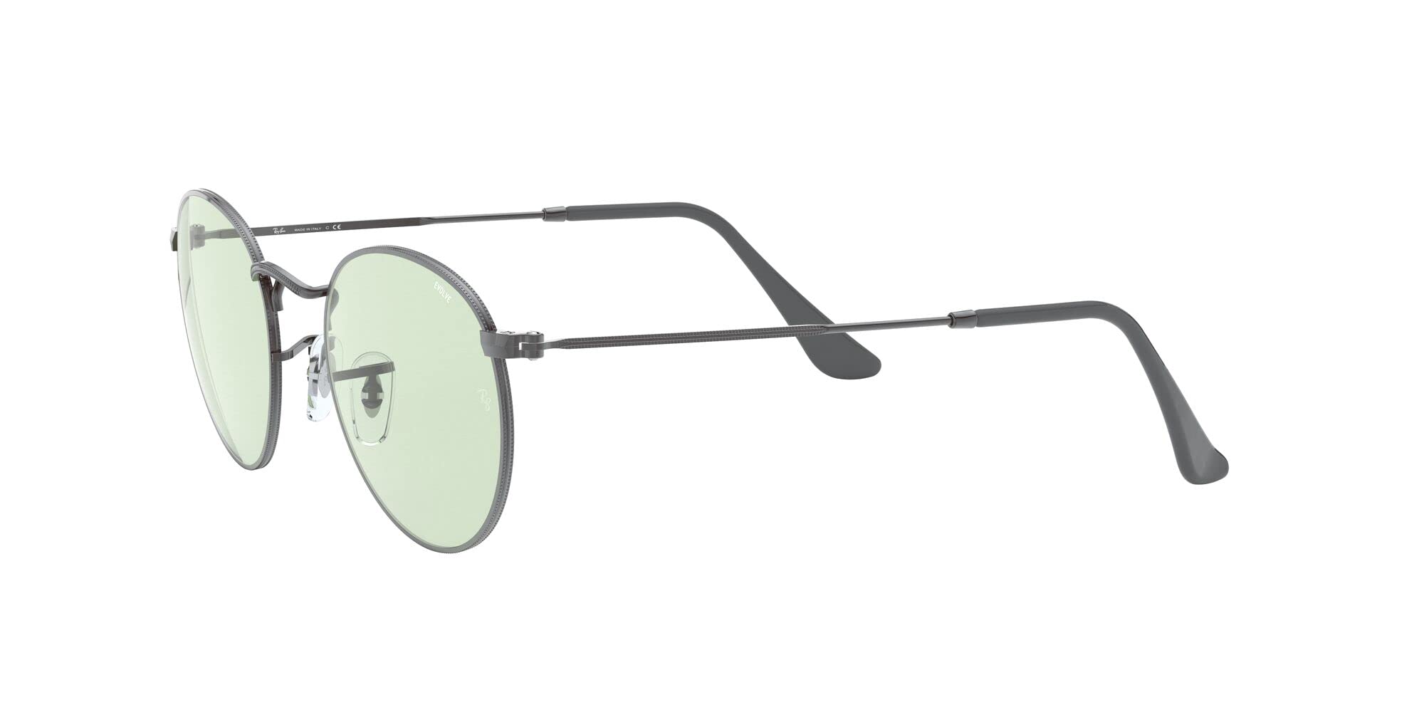 Ray-Ban RB3447 Round Metal Polarized Sunglasses, Gunmetal/Evolve Photochromic Green to Blue, 50 mm