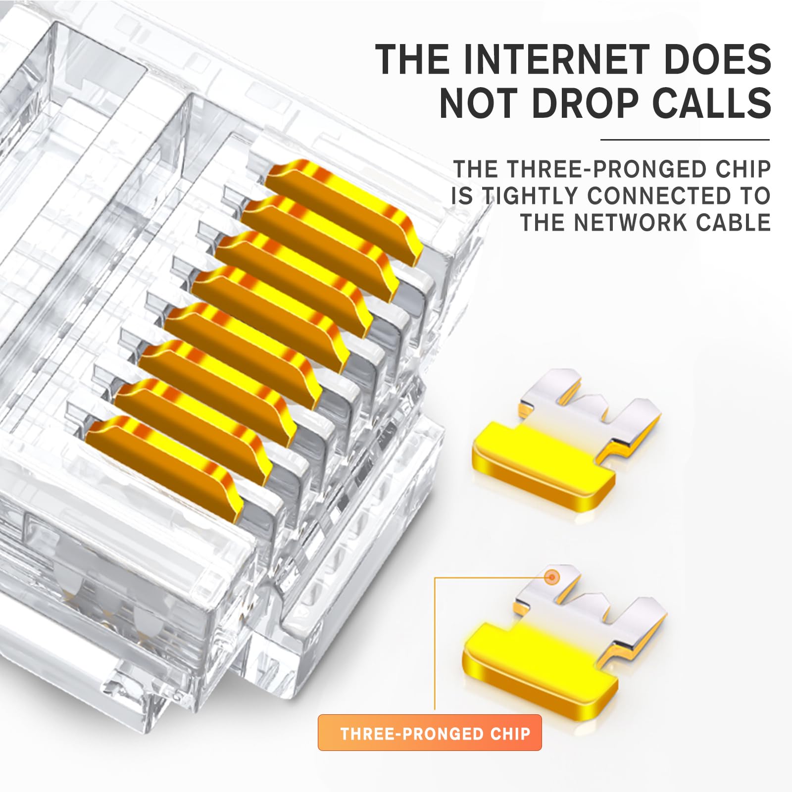 Ercielook RJ45 Ends - Pass Through Cat6 Cat5 RJ45 Connector, 100-Pack 8P8C Ethernet Connector