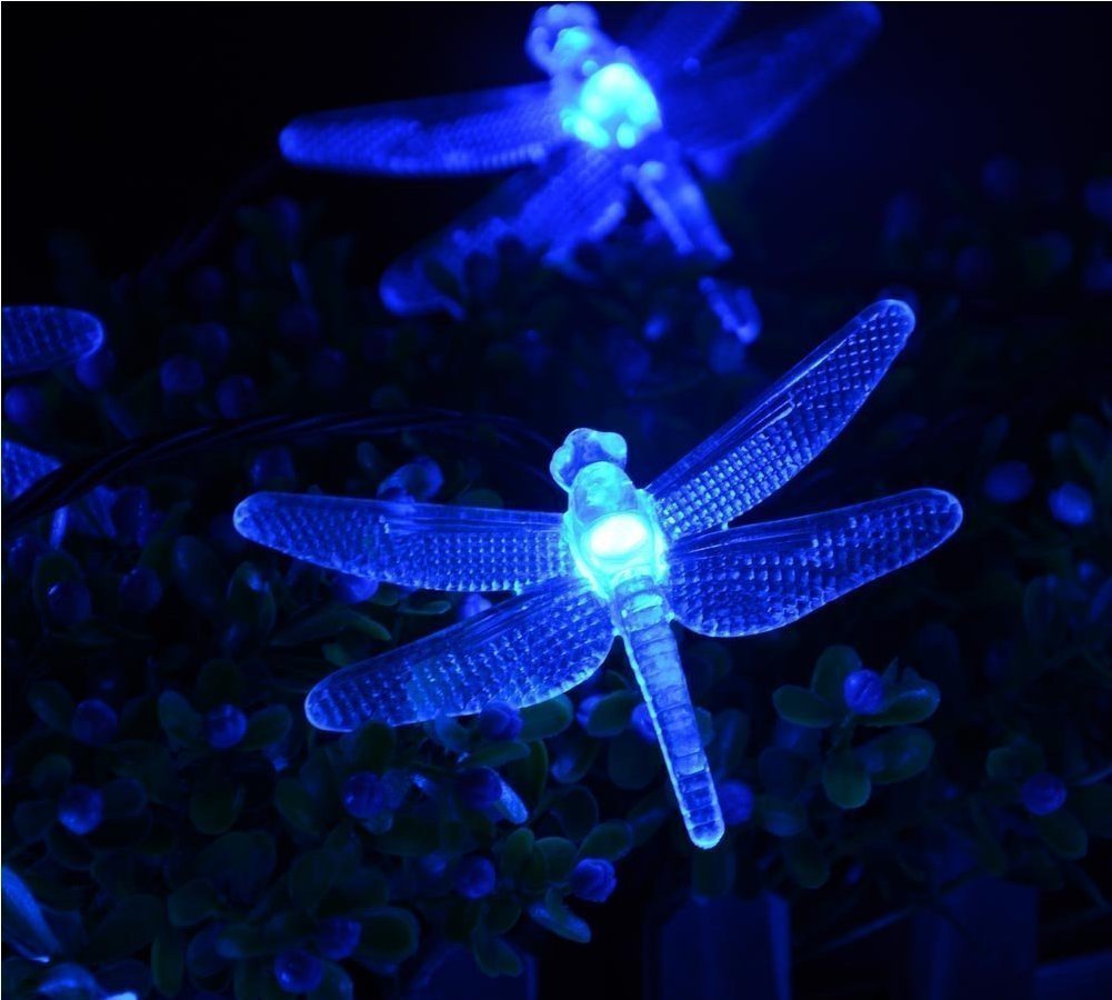 MUEQU Solar String Lights, Waterproof 20ft 30 LED Dragonfly Christmas Fairy Lights Garden Solar Lights,Decoration String Lights for Indoor, Garden, Home, Patio, Lawn, Party and Holiday (Blue)
