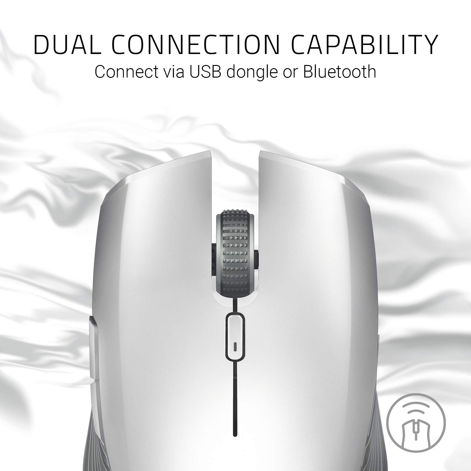 Razer Atheris Ambidextrous Wireless Mouse: 7200 DPI Optical Sensor, 350 Hr Battery Life, USB Wireless Receiver & Bluetooth Connection, Mercury White