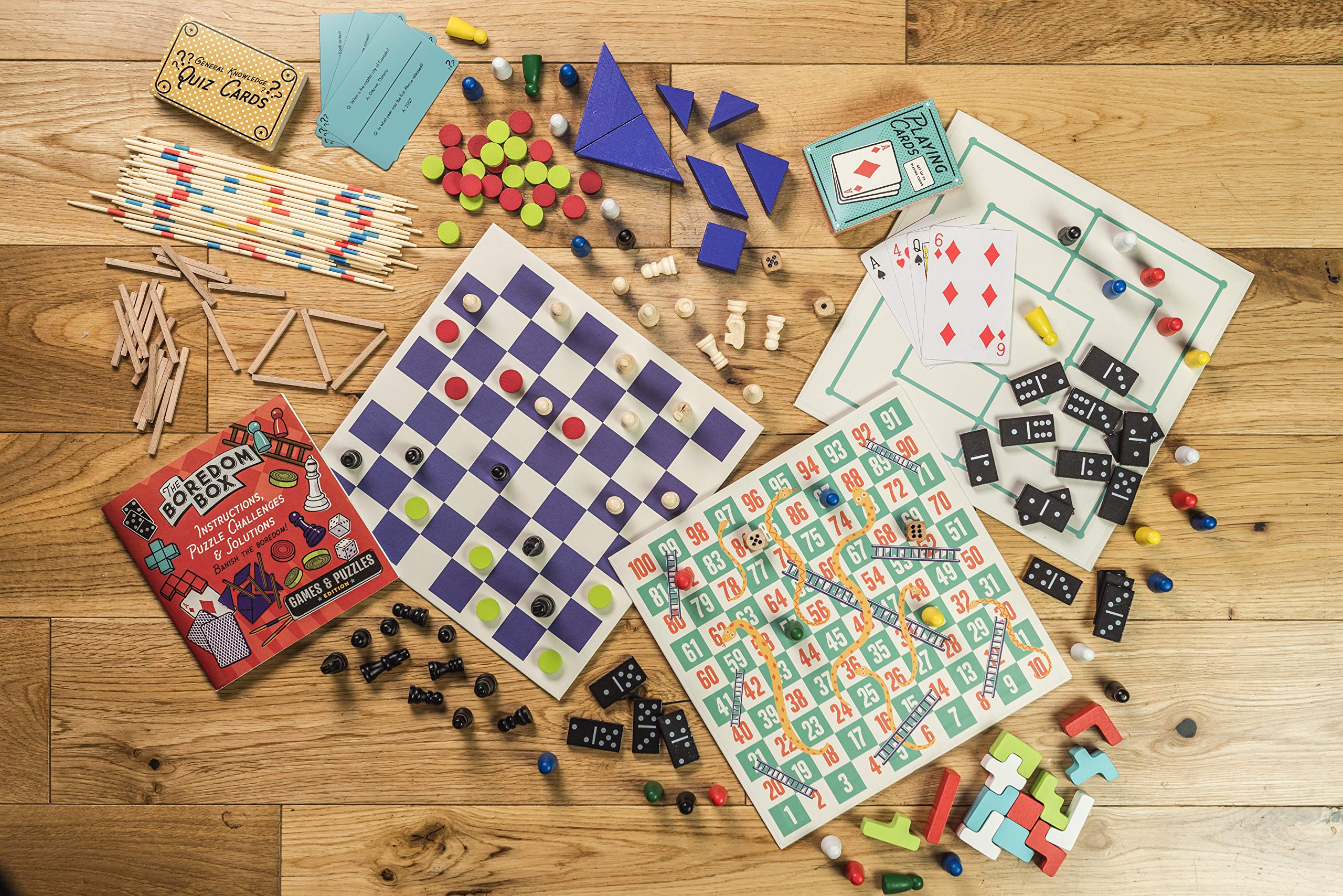 The Indoor Boredom Box - Huge Games & Puzzles Set - Over 250 Activities from Classic Board Games to lateral Thinking Puzzles