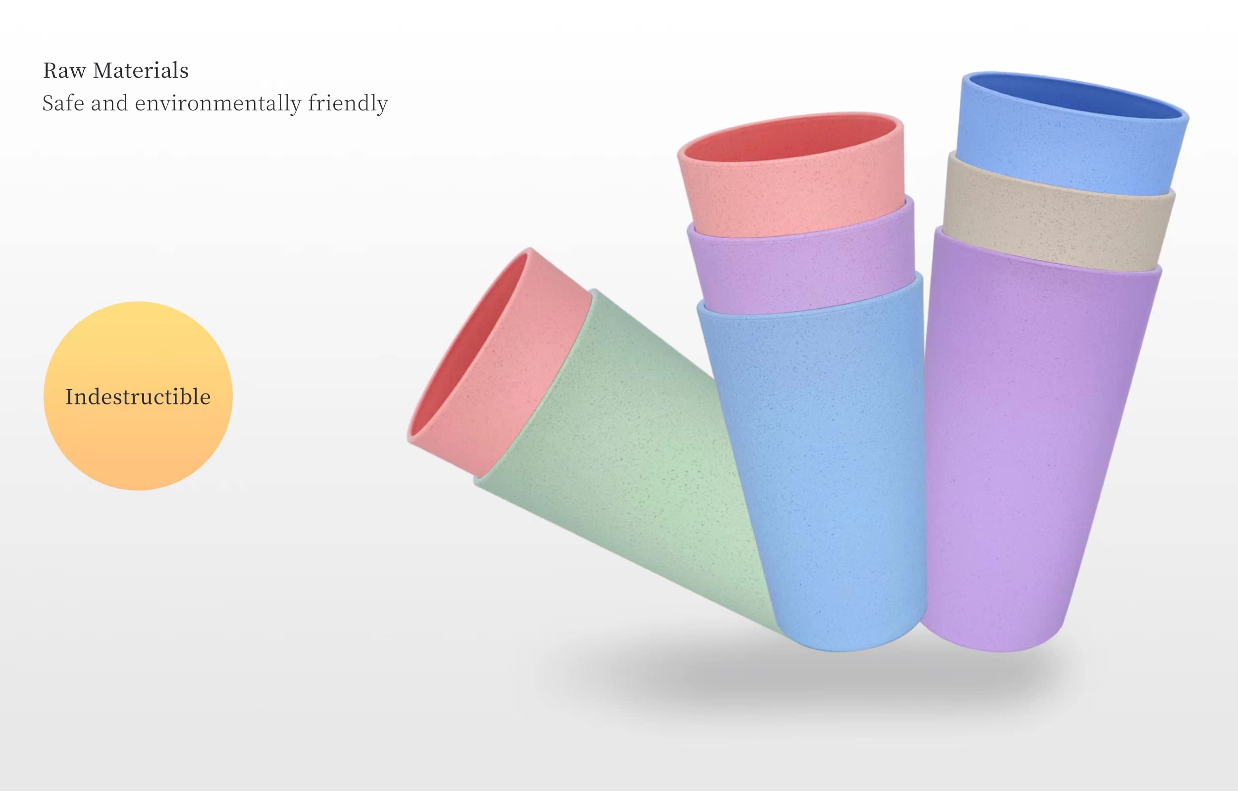 DLF.DONGLINFENG Wheat Straw Unbreakable Cup (17 Ounces) And (20 Ounces)-Reusable Drinking Cup Plastic Cup 10 Piece Set-Colorful-Dishwasher Safe-Bpa Free…