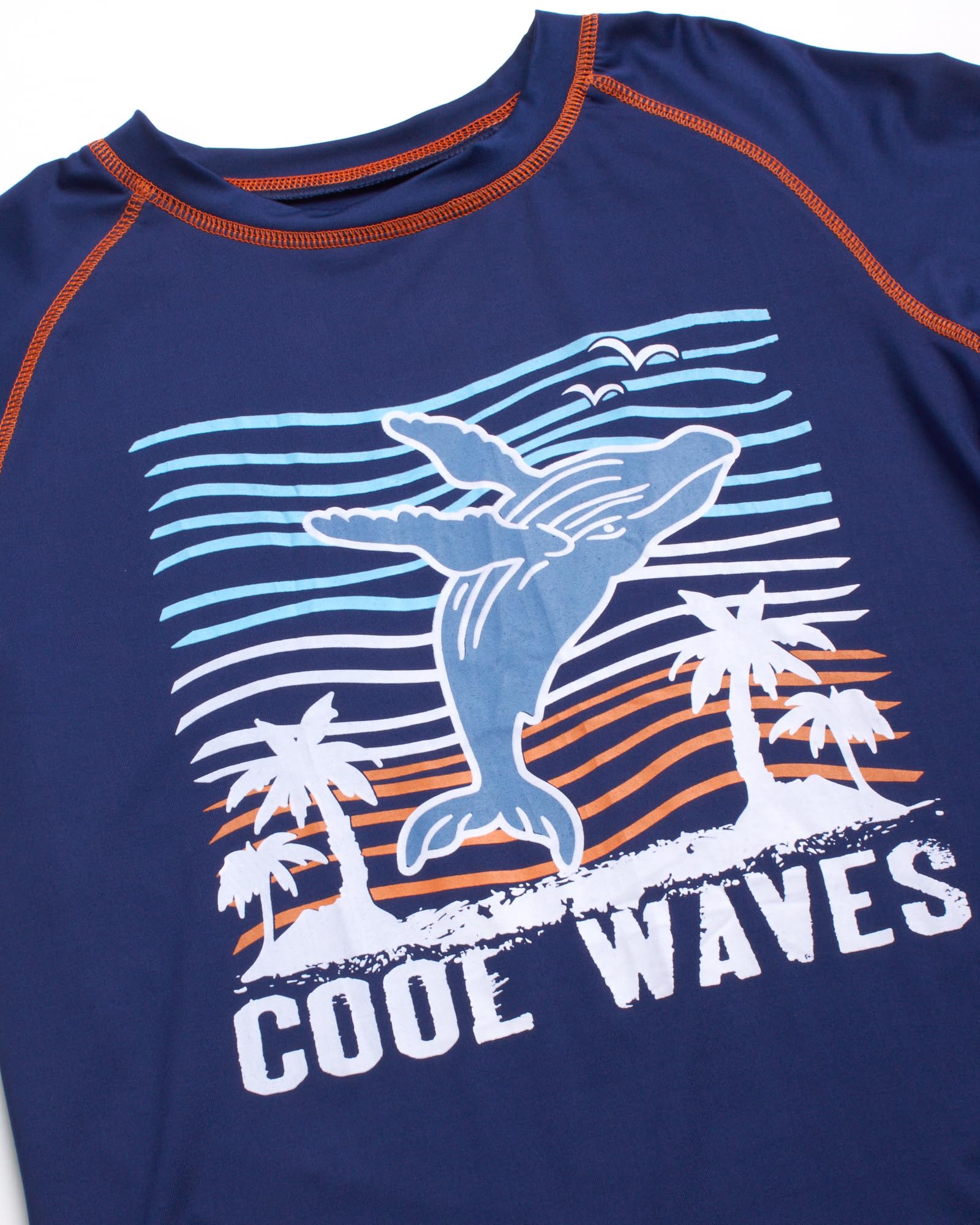 Quad Seven Little Boys' Rash Guard Swim Set - 3 Piece Bathing Suit Trunks and Rash Guard Shirt (2T-7), Size 2 Toddler, GreenNavy Palm Trees