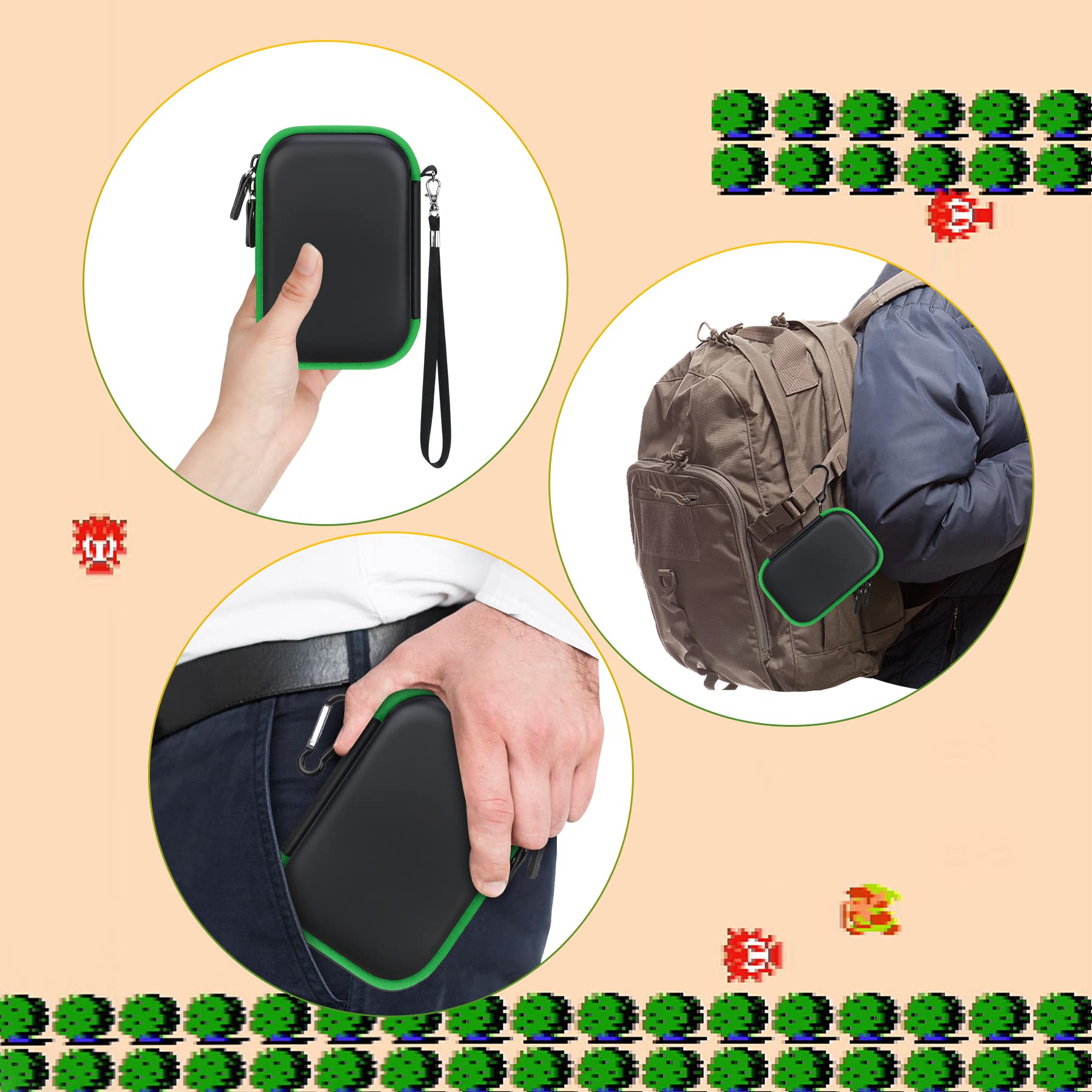 BOVKE Carrying Case Compatible with Nintendo Game & Watch: The Legend of Zelda Handheld Game Consoles Classic Device, Extra Mesh Pocket for Charging Cable Zelda Accessories, Black