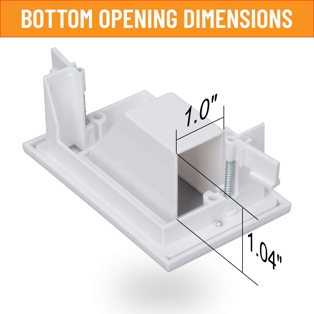 Recessed Cable Wall Plate 4 Pack Integrated Mounting Bracket, Bottom Opening Wall Plate Cable Pass Through for Speaker Wires, Coaxial Cables, HDMI Cables and Networking Cables WI1009-4