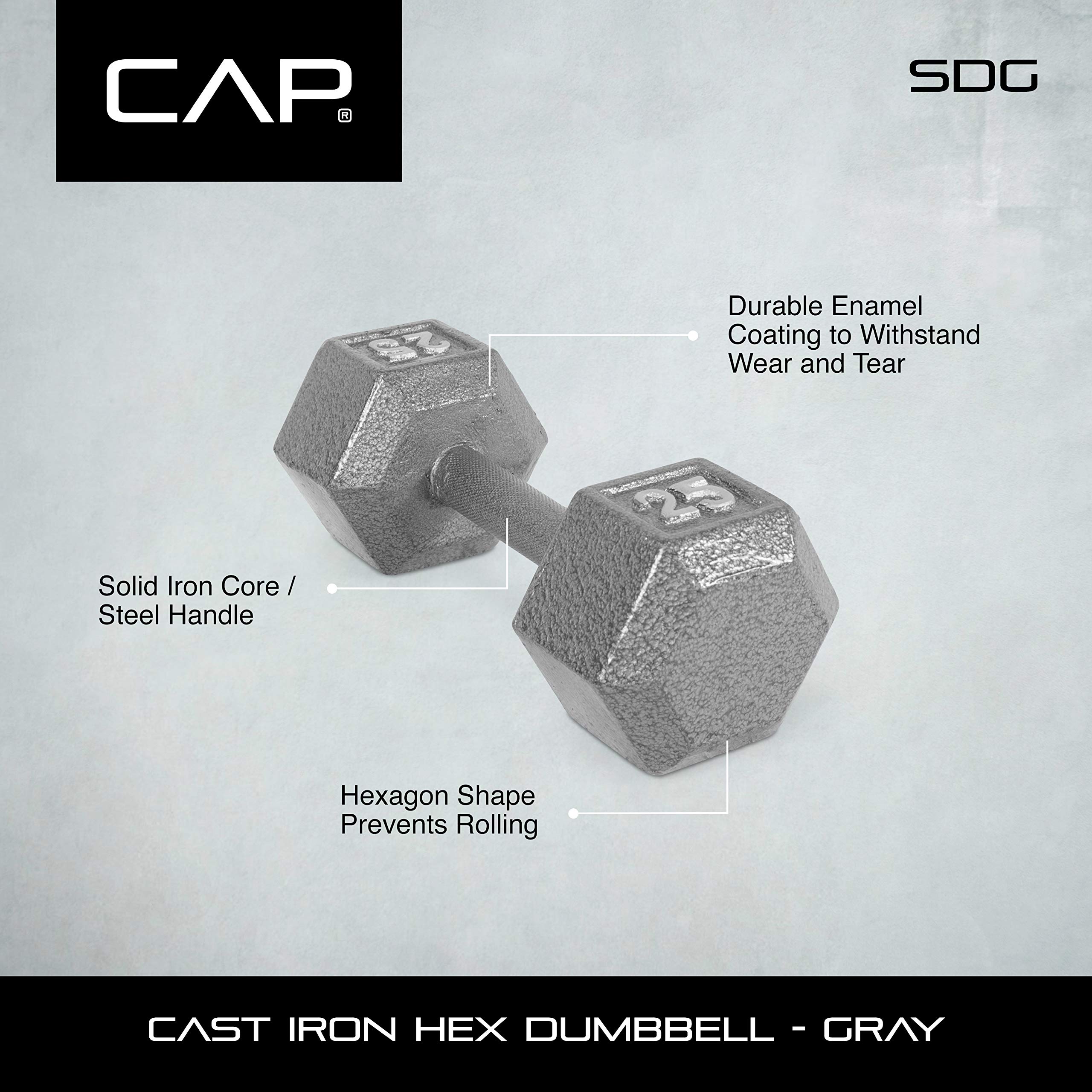 CAP Barbell Solid Hex Dumbbell, Single (55-Pound)