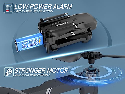 NEHEME NH760 Drones with 1080P HD Camera for Adults, WIFI FPV Live Video, RC Quadcopter Foldable Drones for Kids Beginners, Headless Mode, One Key Start Toys Gifts with 2 Batteries, Upgraded Version