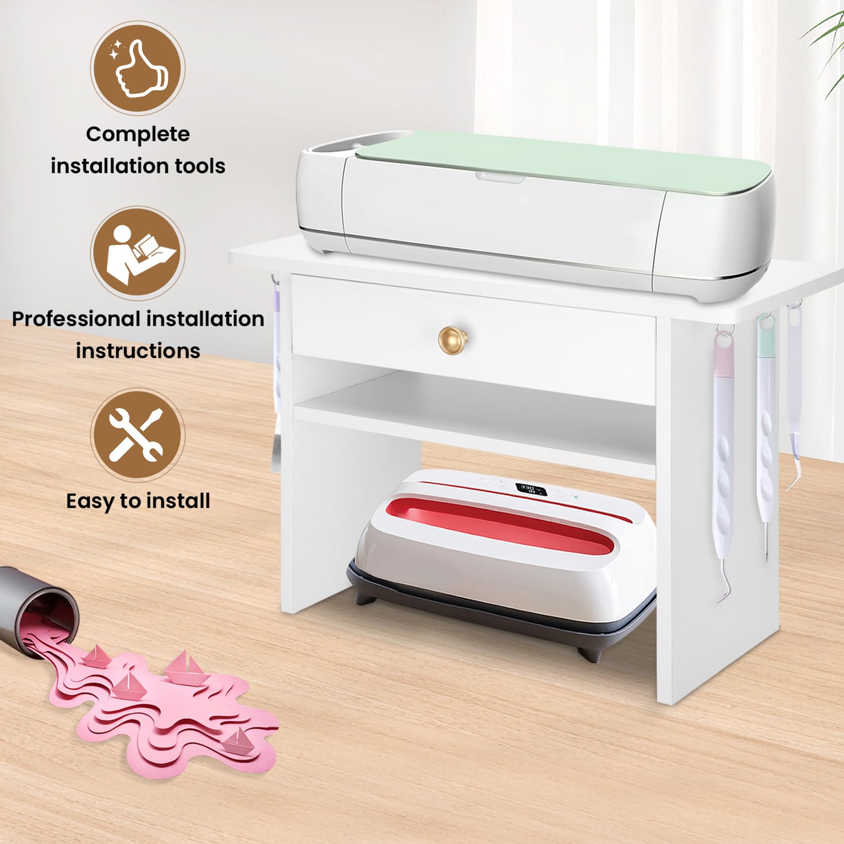 Desktop Storage Organizer Compatible with Cricut Machines, Vinyl Roll Holder and Craft Accessories Organizer, Desktop Organization Storage Stand, Save Table or Desk Space