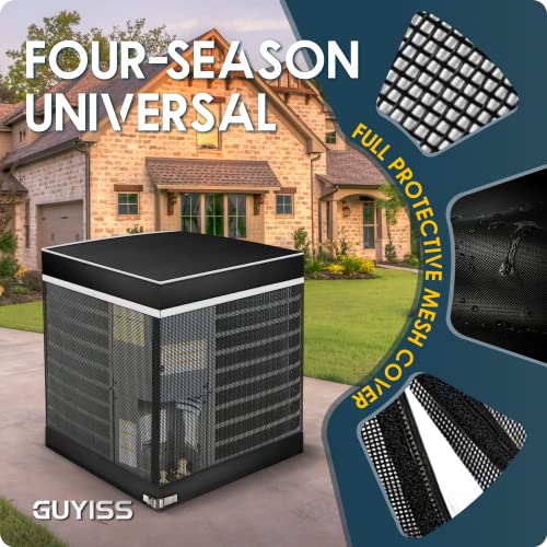 GUYISS Air Conditioner Covers,Full Mesh With Collapsible Waterproof Top,24 x 24 x 28 Inch Outside Central AC Unit Protector Against,All Season dustproof, snow-proof, rain-proof and defoliation-proof