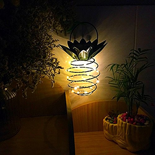 CIAOYE Pineapple Outdoor Solar Lantern, 2 Pack Optically Controlled Waterproof LED Lantern with Handle Fairy Lights for Garden Patio Party Tree Outdoor Home Decor, Warm White Pineapple